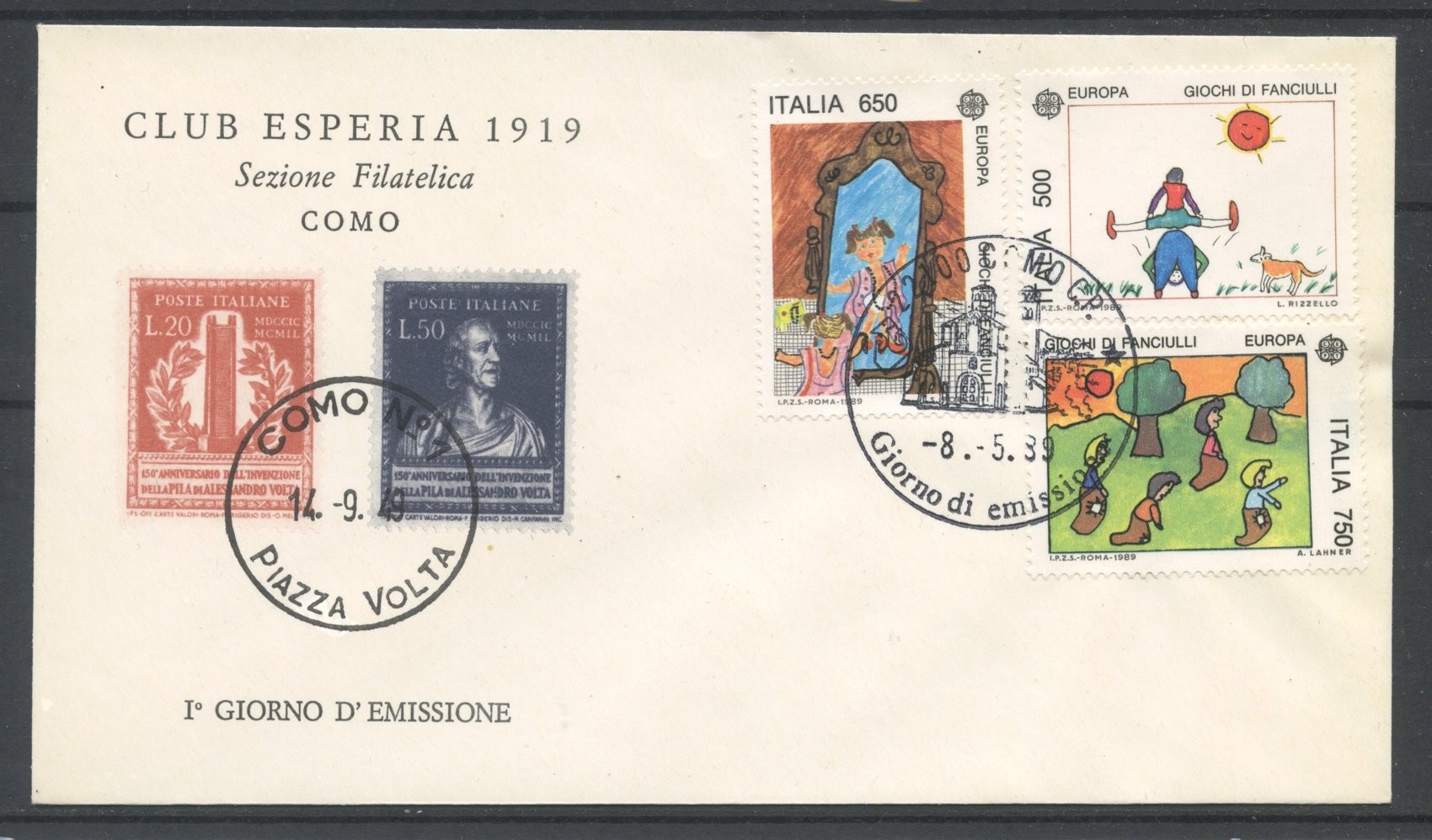 1989 REPUBBLICA LOTTO 39093 EUROPA 3v BUSTA FDC
