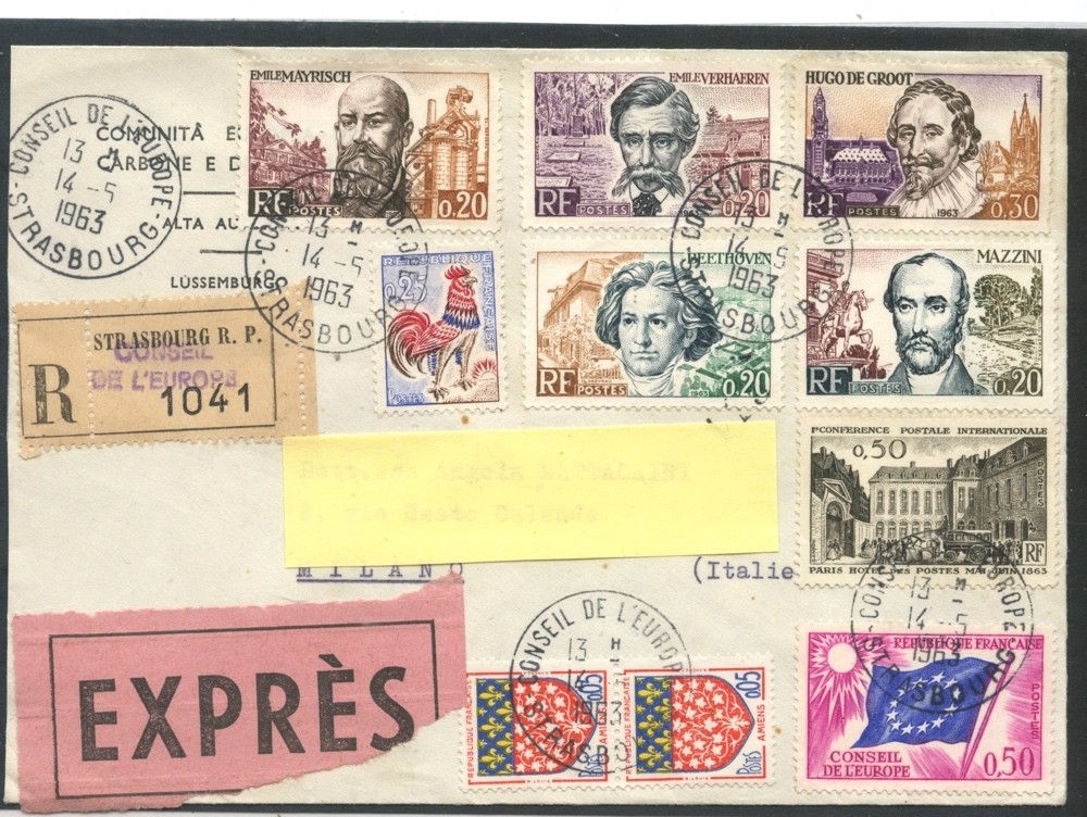 1963 - FRANCIA - RACCOMANDATA ESPRESSO PER L'ITALIA - BUSTA - LOTTO/26739