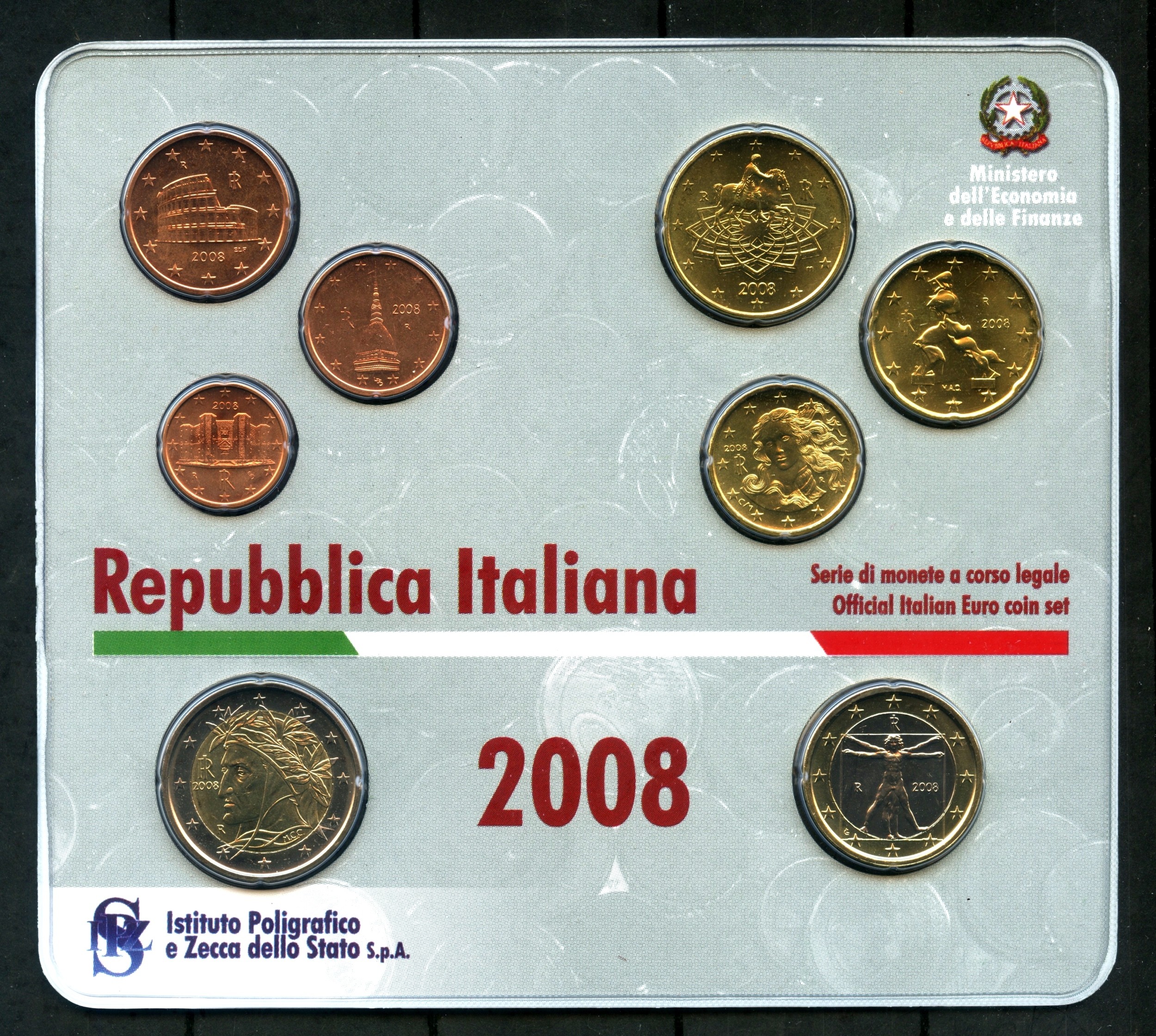 2008 ITALIA - SERIE COMPLETA EURO IN CONFEZIONE DELLA ZECCA 8v. - LOTTO ...